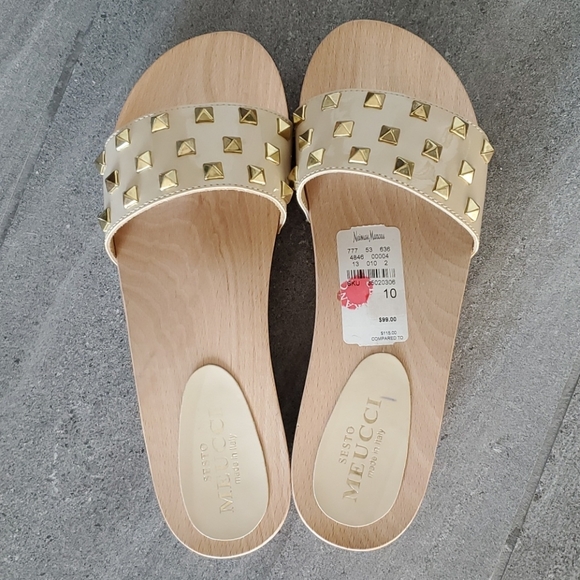 Sesto Meucci | Shoes | Wood And Leather Sandals With Brass Accents ...